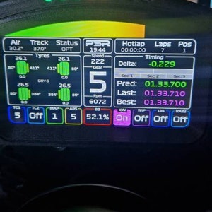 Sim Racing Dashboard Touchscreen Display Leds RPM Simhub, PSR GT 5.0 ...