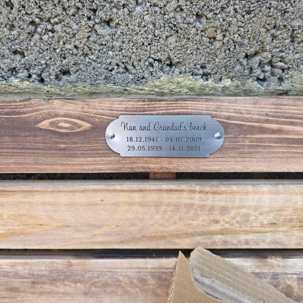 Personalised Bench Plaques,name Tags, All Weather Memorial Plaque ...