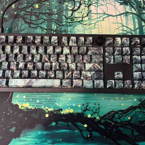 Green Marble Keycaps | 109 Cherry or XDA Profile Keys for Mechanical ...