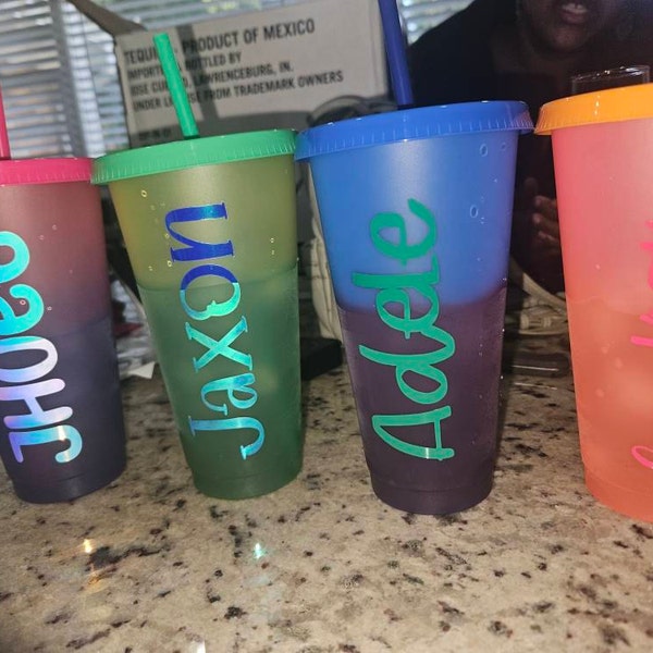 Personalized Color Changing 24oz Cold Cups With Shiny Name, Party ...
