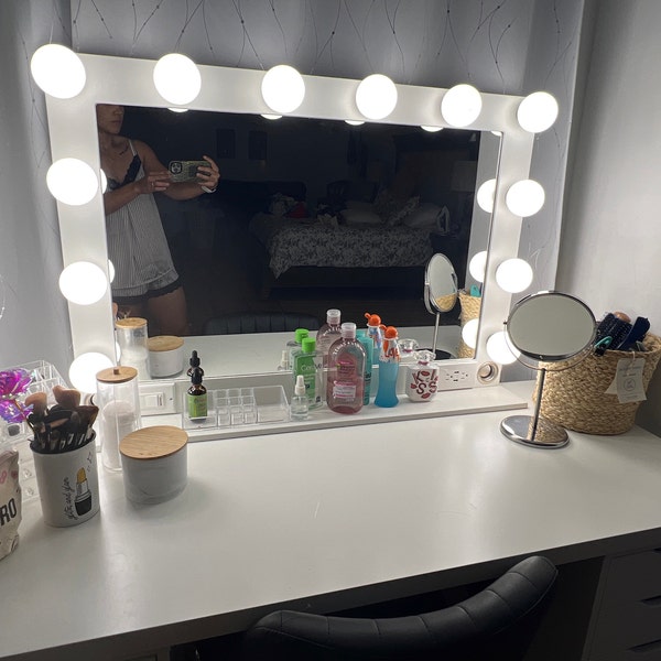 Gold Glitter Vanity Mirror With Lights 32 X 28 Made in the USA - Etsy