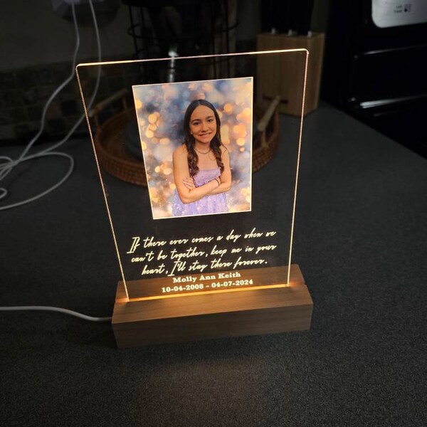 Custom Personalized Photo LED Wood Stand Room Night Light up Table Lamp ...