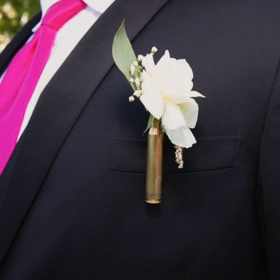 Bullet Boutonnière in Brass or Nickel Options Wrapped in Color Wire or ...