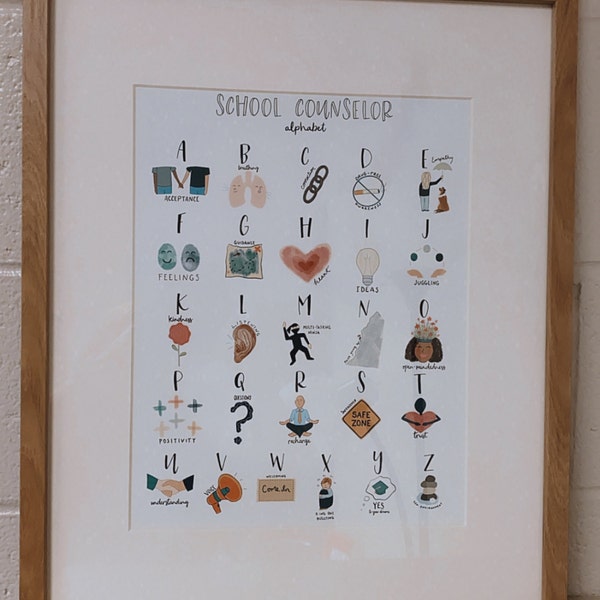 School Counselor Alphabet Print - Counseling Gift ABC Office Wall Decor ...