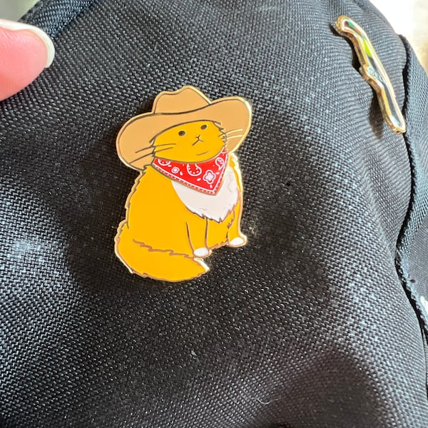 The Original Cowboy Cat Enamel Pin - Meowdy! - Etsy