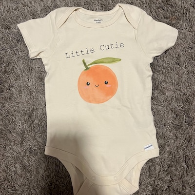 Little Cutie Trendy Cute Orange Baby Toddler Kid Tee Natural Onesie ...