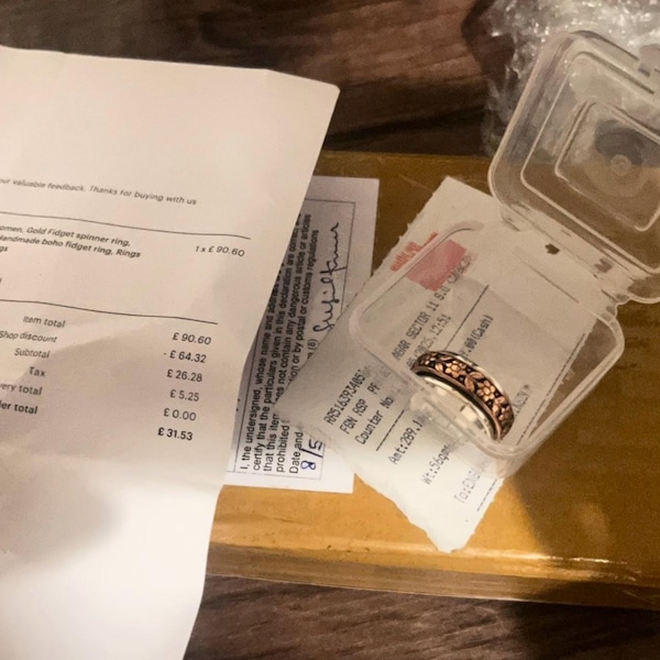 Rose Gold Wide Spinner Ring for Women,two-tone Sterling Silver 925 ...