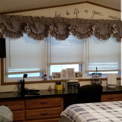 Gray / White Double Ruffle Valance - Etsy