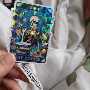The Reader Tarot Card Sticker Spooky Books Skeleton Sticker for Reader ...