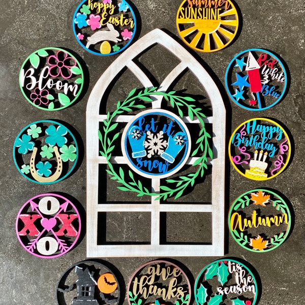 Seasonal Interchangeable Sign SVG File - Seasonal Door Hanger Sign ...