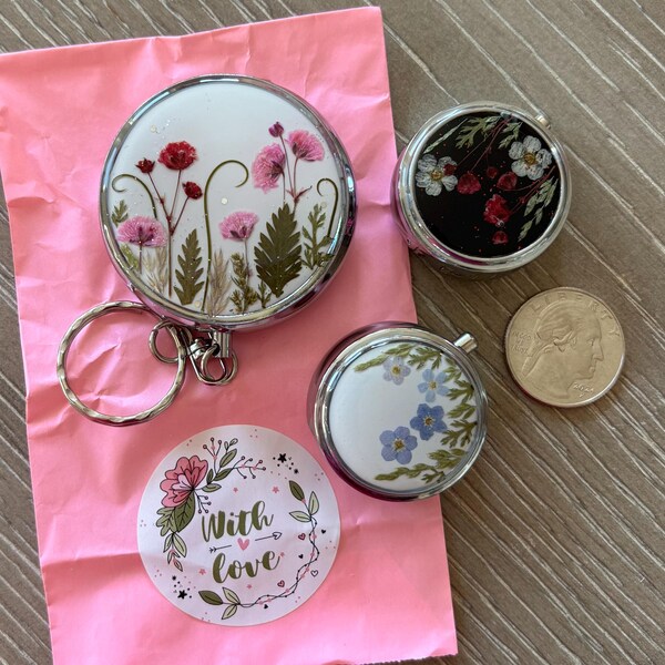 Keychain Pill Box, Pill Organizer, Small Pill Box, Pill Box for Purse ...