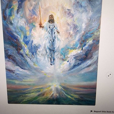 Jesus Returns Art Print of Jesus Christ Descending on White Horse With ...