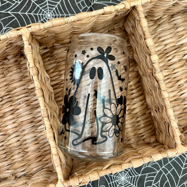 Ghost Flowers Libbey Can Glass Svg, 16 Oz Can Glass, Ghost Svg, Wild ...