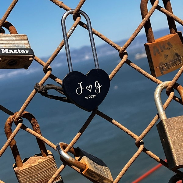 Engraved Heart Love Lock With Key - Travel Bridge Love Locks, Custom ...