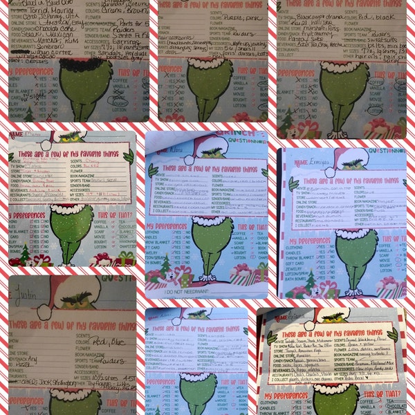 Grinch Printable, Secret Grinch Questionnaire, Gift Exchange, Christmas ...