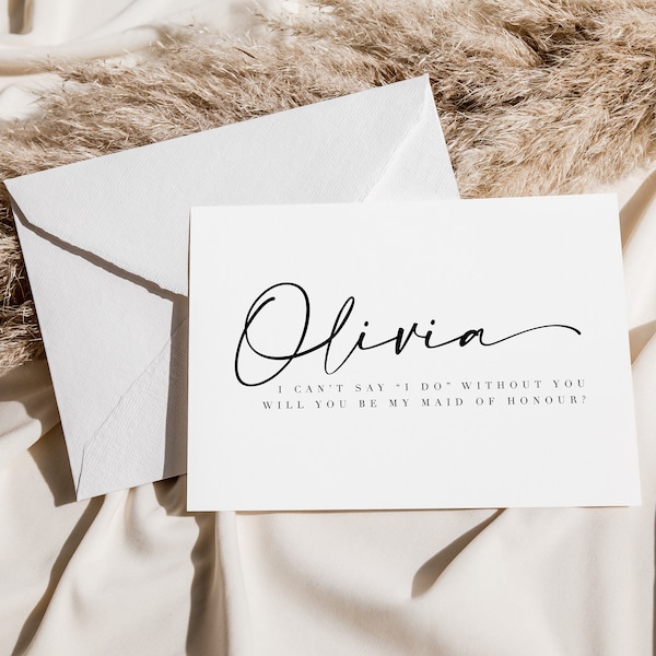 Minimalist Empty White Card, Horizontal Card With Envelope, Wedding ...