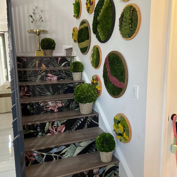 Vintage Wallpaper Peel and Stick, Olive & Lemon Branch, Dark Background ...