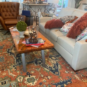 Large Handmade Coffee Table, Copper Decor, Unique Home Decor, Flame ...