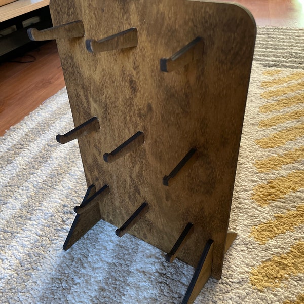 Keychain Display Stand Natural Wood Rounded Square Design Personalized ...