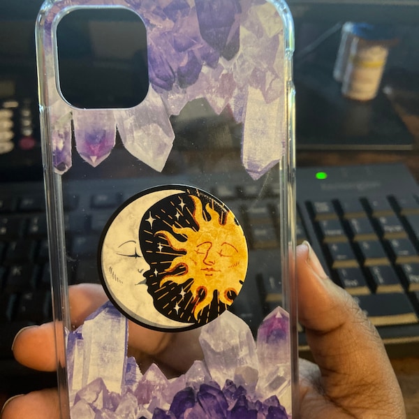 Purple Amethyst Crystal Clear Phone Case for iPhone 17 Air 16e 15 14 ...