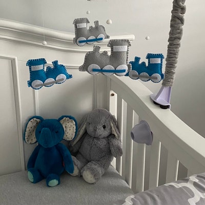 Baby Mobile baby Crib Mobile train Mobile Yellow and Gray Mobile or ...