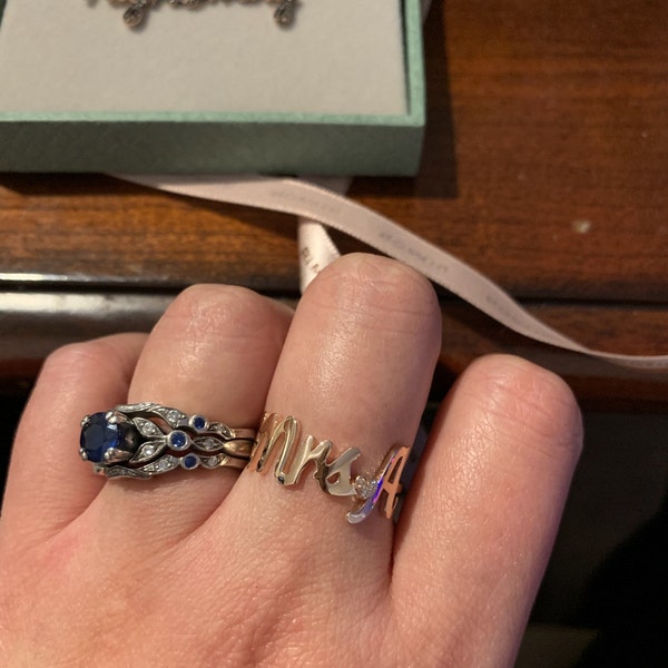 Mrs Ring, Initial Ring Gold, Anniversary Diamond Ring, Wife Ring ...