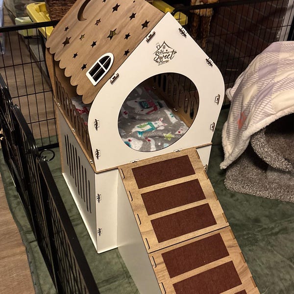 Wooden Rabbit House, Two Storey Rabbit Castle, Modern Rabbit Furniture ...