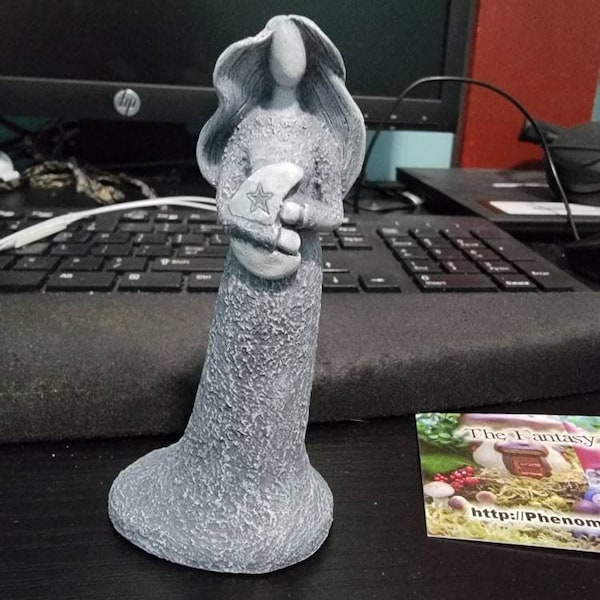 Moon Goddess Statue - Beautiful Lunar Goddess Figurine Holding Crescent ...