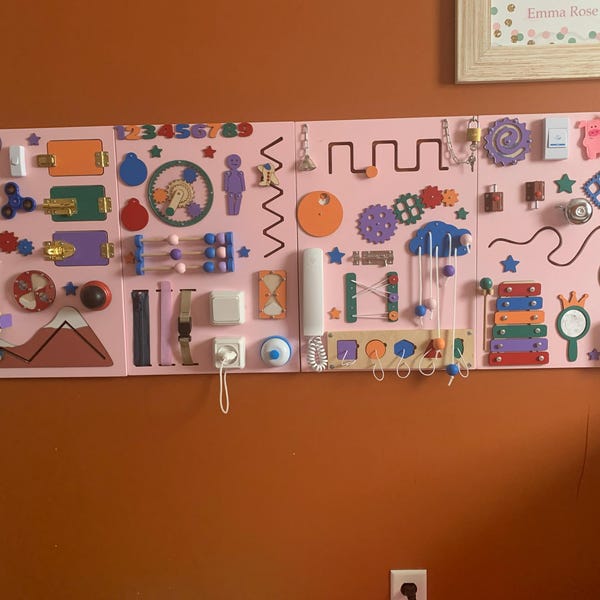 Montessori Sensory Wall Panel, Large Learning Activity Center, Toddler ...