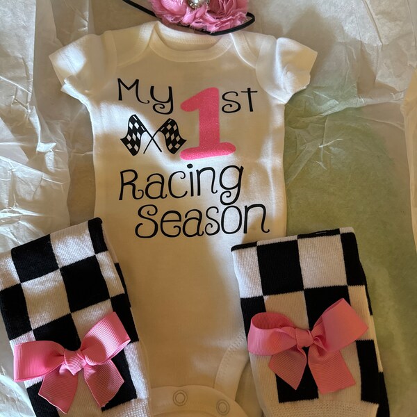 Baby Girl Race Day Outfit - My 1st Racing Season Outfit- Checkered ...