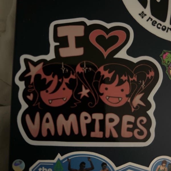 I Heart Vampires Pink and Black Sticker - Etsy