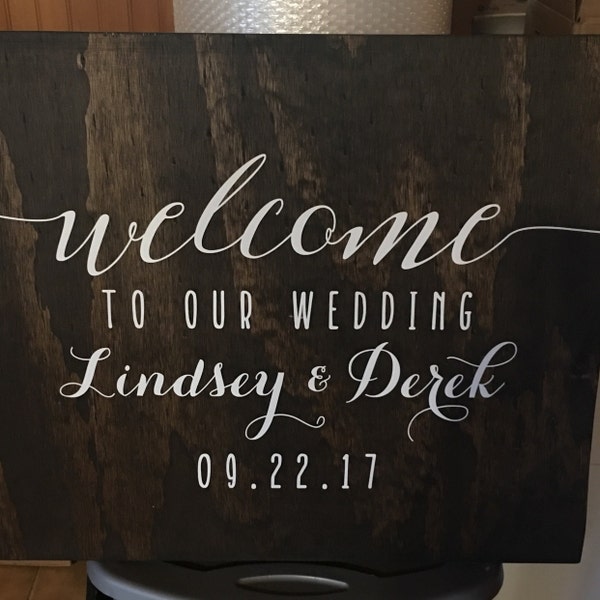 Simple Personalized Wedding Welcome Sign Names and Date Decal wall ...