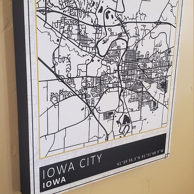 Iowa City Iowa Street Map Hanging Canvas Map of Iowa City - Etsy
