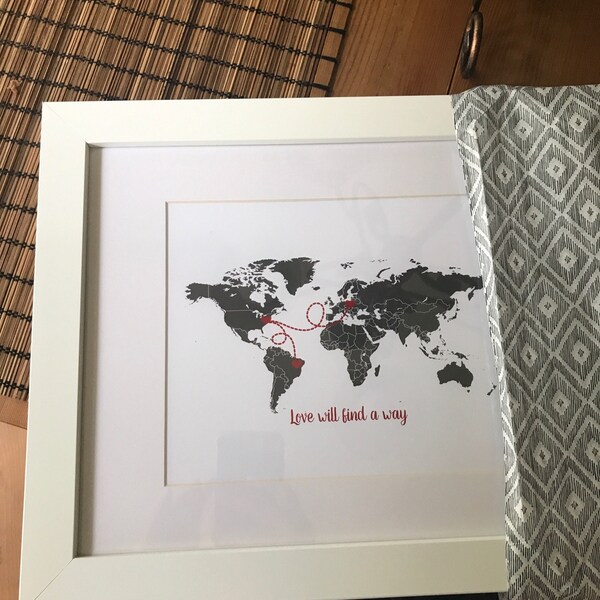 Custom US Map Print, Long Distance, Custom State Gift, Long Distance ...