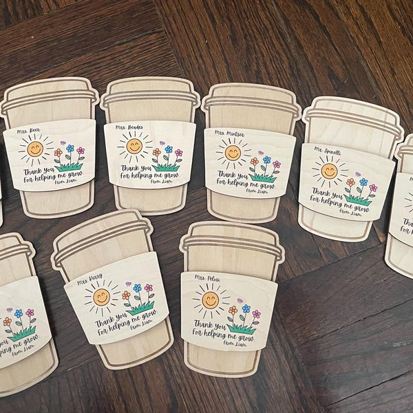 Teacher Gift Appreciation Coffee Card Holder Back to School End of Year ...