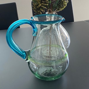 Hand Blown Glass Pitcher - Etsy