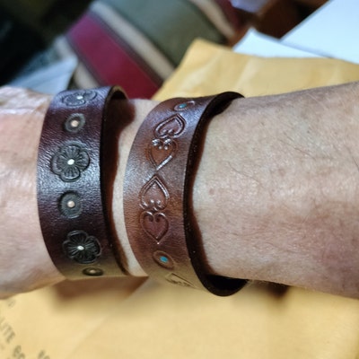 Hand Tooled Leather Earrings, Mandala Design, Hand Dyed and Then Hand ...