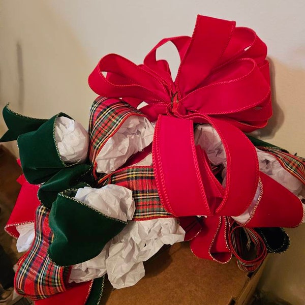 Large Fall Bow for Front Porch or Mailbox Fall Decor Mixed Ribbon Bow ...