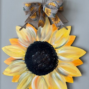 Painted Sunflower Door Hanger, Front Door Decor, Summer Flower, Front ...