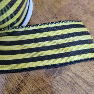 Black Emerald Green Striped Check Wired Ribbon, Black Green Check ...