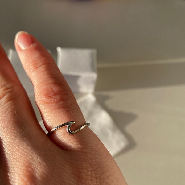 Ocean Wave Ring Sterling Silver, Ocean Ring, Dainty Ring, Sterling ...