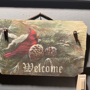 Slate Painting, Welcome Sign, Welcome Slate, Gift for Bird Lover ...