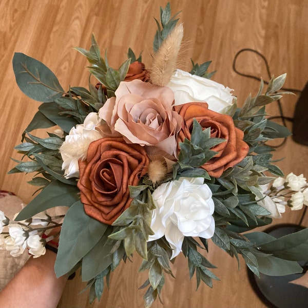 Terracotta and Rust Boho Wedding Bouquets Terracotta and Ivory Bouquet ...