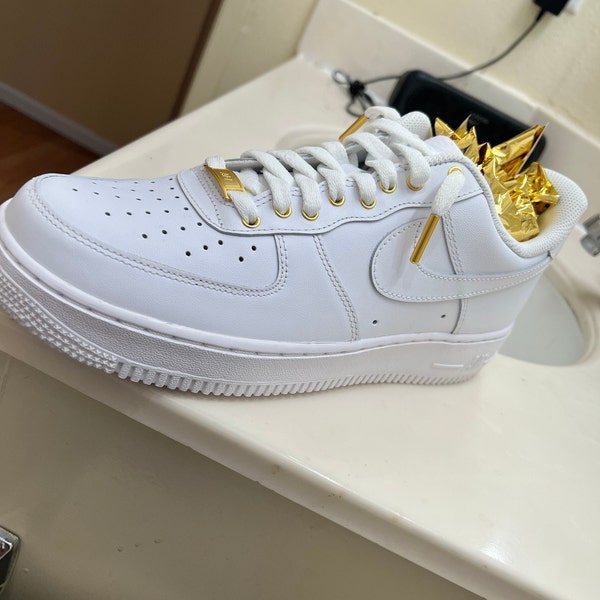 Custom Nike Air Force 1 Low White & Gold (MENS) - Etsy