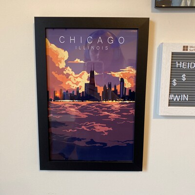 Retro Style Travel Poster, Chicago Vintage Rustic Poster Print, Home ...