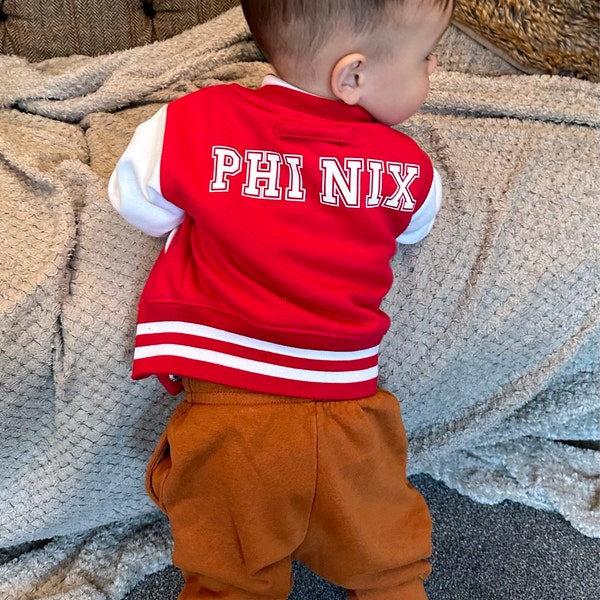 Personalised Kids Varsity Jacket Initial Name College Baseball Style ...