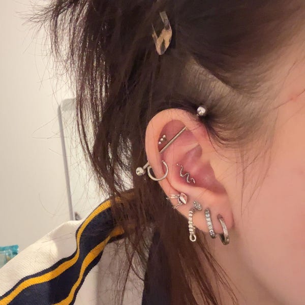 Double Chain Conch, Earring Chain, Helix Piercing Chain, Cartilage ...