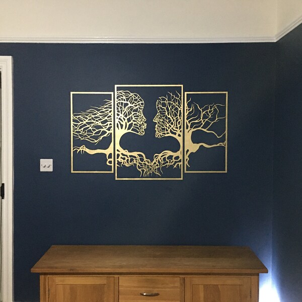 Modern 3 Panel Set Art, Tree of Life Branches, Wooden Wall Art, Hanging ...