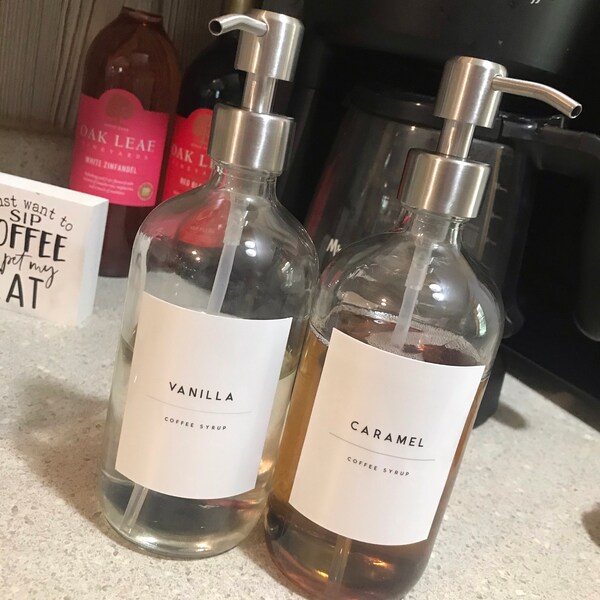 Coffee Syrup Labels | Coffee Bar | Label Set | Waterproof ...