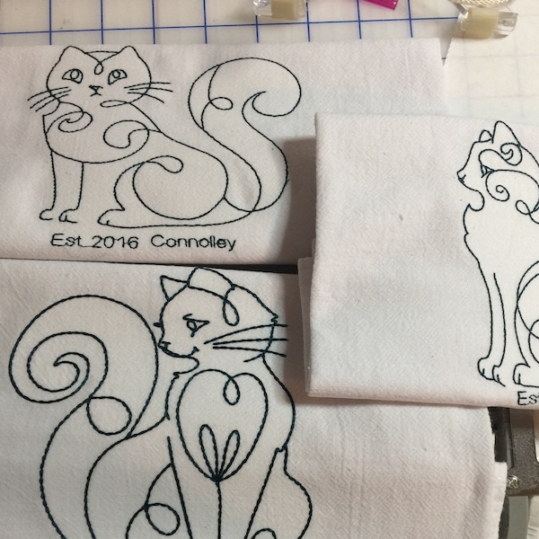 Redwork Elegant Cats Machine Embroidery Patterns / Designs 4x4 and 5x7 ...